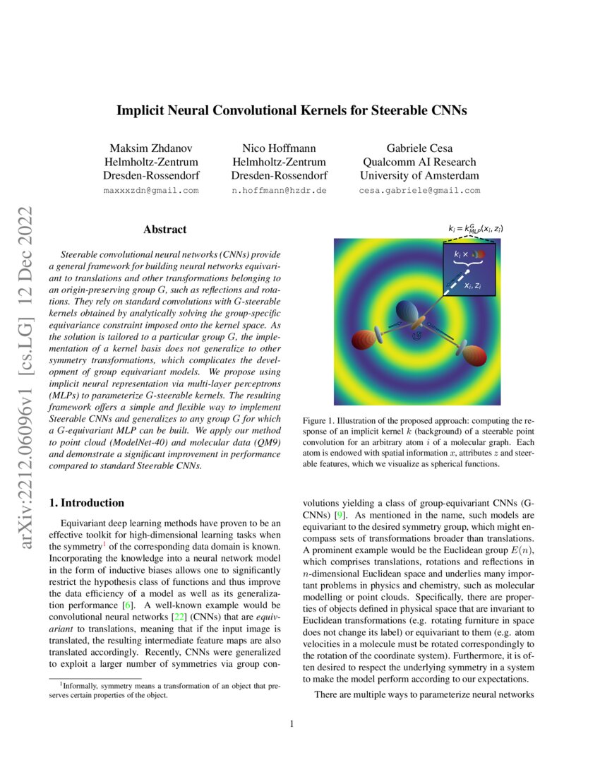 Implicit Neural Convolutional Kernels for Steerable CNNs | DeepAI