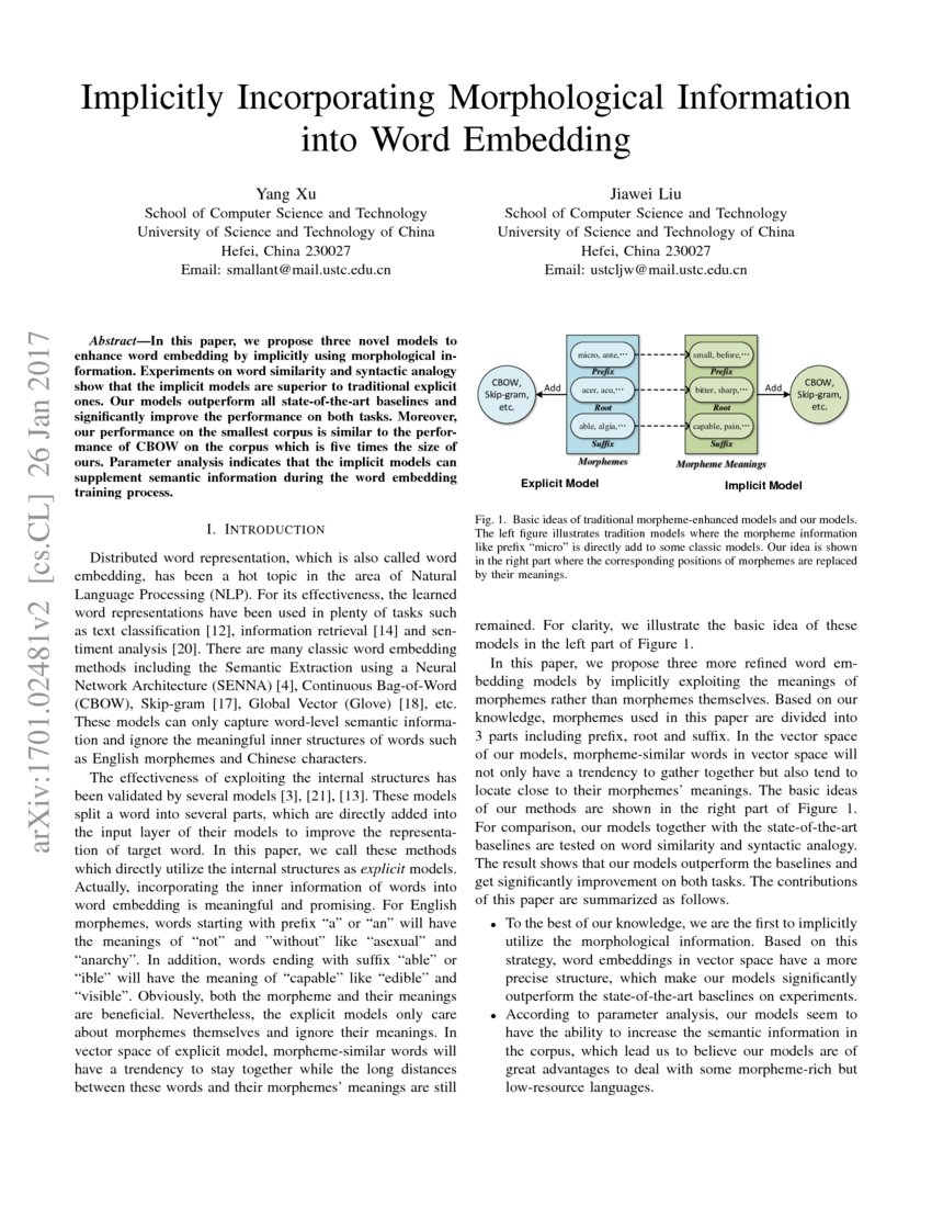 Implicitly Incorporating Morphological Information into Word Embedding | DeepAI