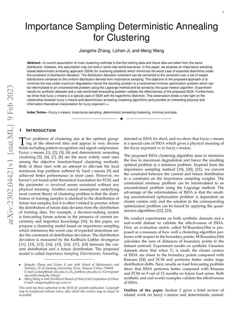 Importance Sampling Deterministic Annealing For Clustering Deepai
