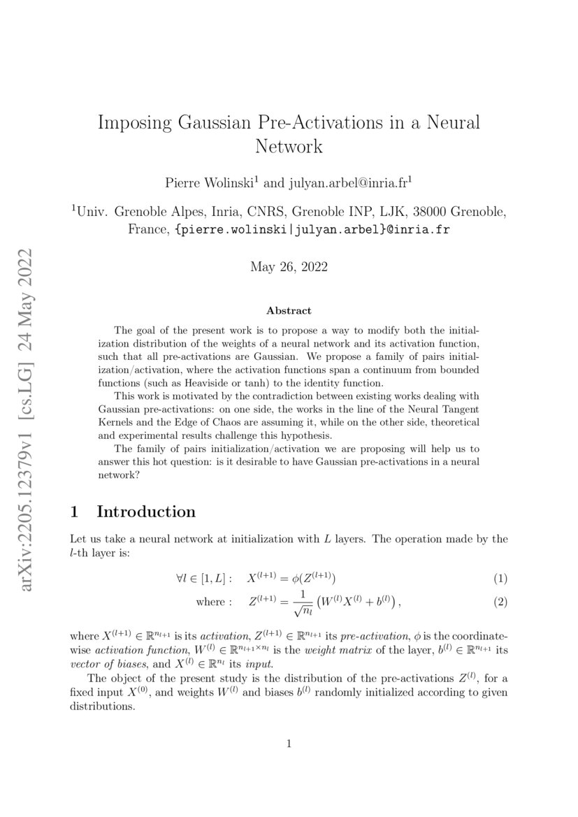 Imposing Gaussian Pre-Activations in a Neural Network | DeepAI