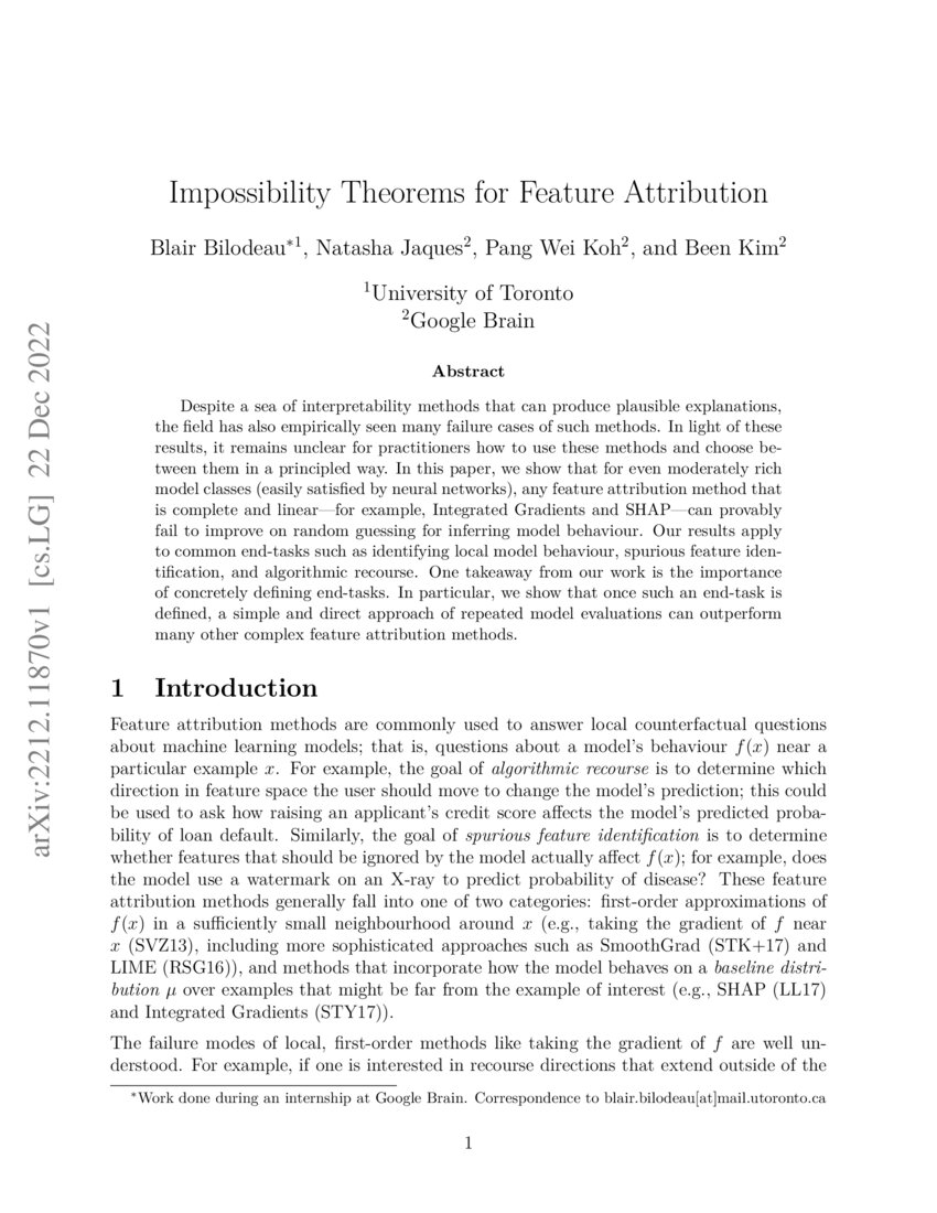 Impossibility Theorems for Feature Attribution | DeepAI