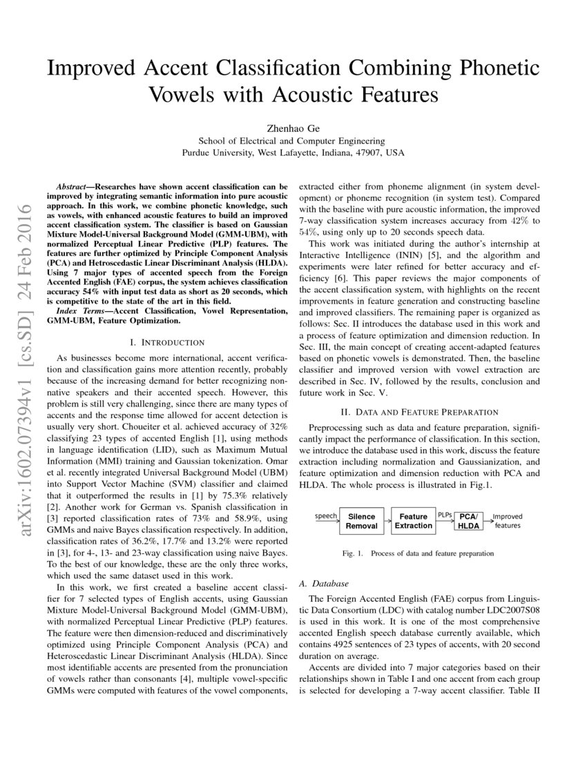 Improved Accent Classification Combining Phonetic Vowels with Acoustic Features | DeepAI