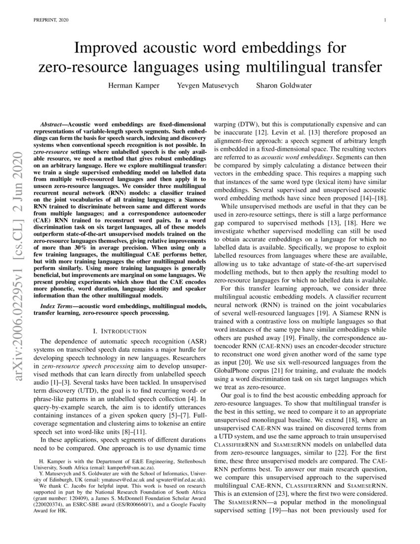 Improved acoustic word embeddings for zero-resource languages using ...