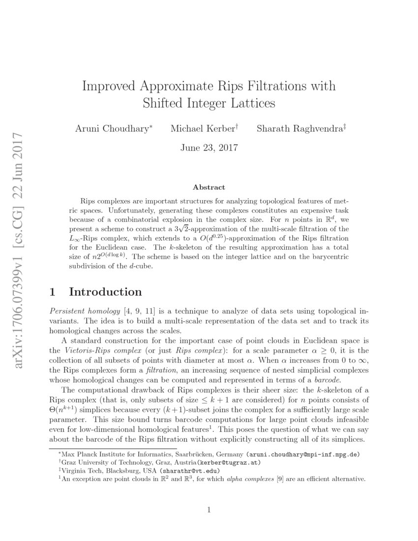 Improved Approximate Rips Filtrations with Shifted Integer Lattices | DeepAI