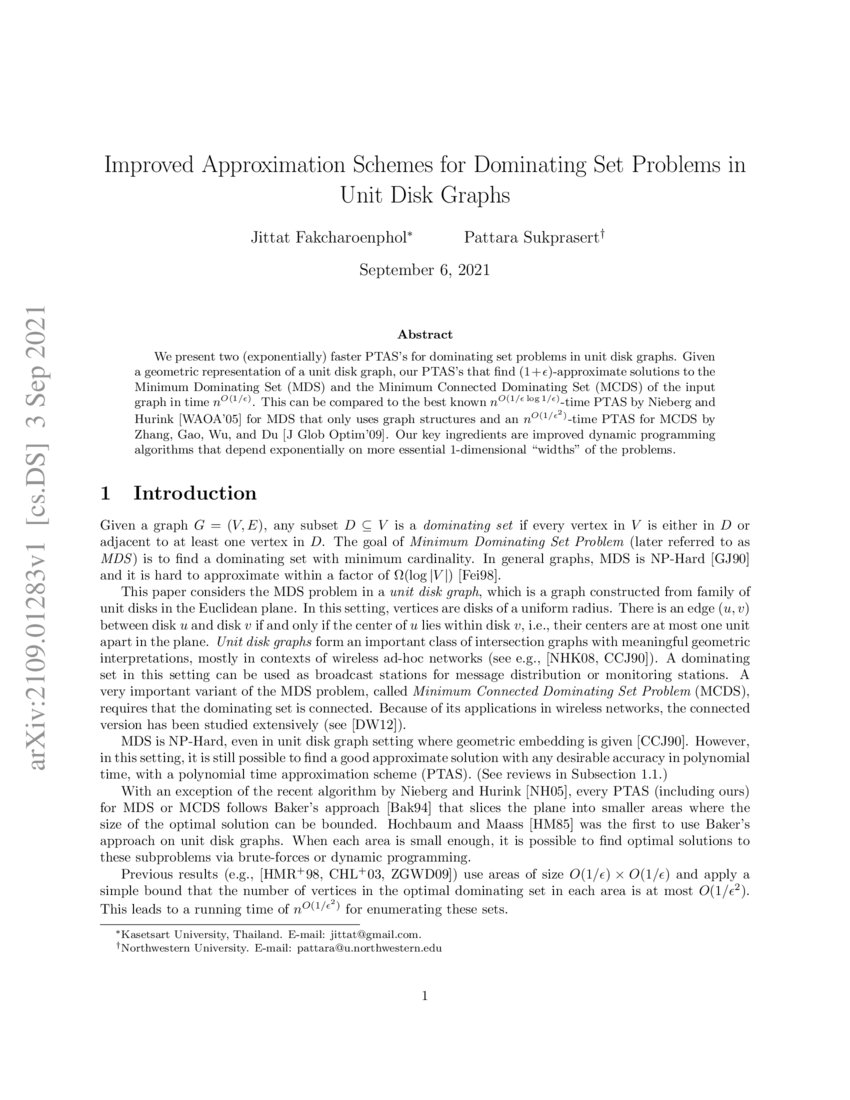 Retraction Improved Approximation Schemes For Dominating Set Problems In Unit Disk Graphs Deepai