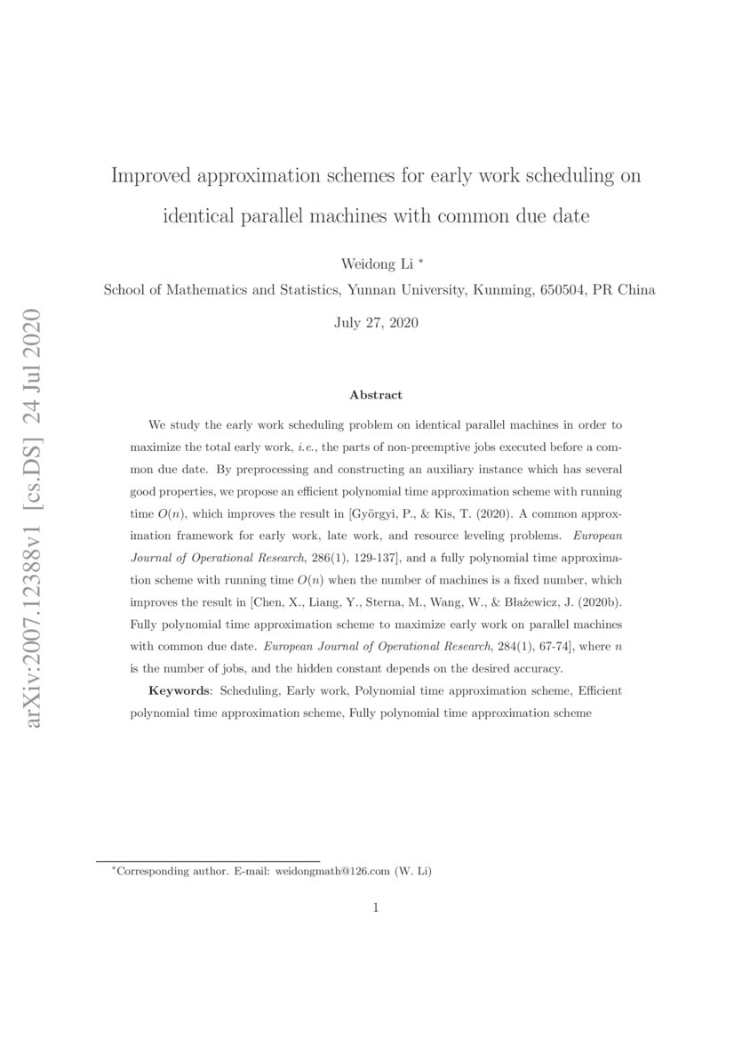 Improved Approximation Schemes For Early Work Scheduling On Identical Parallel Machines With