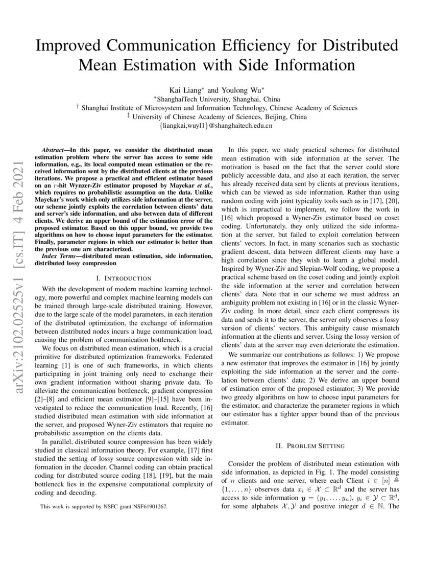 Improved Communication Efficiency For Distributed Mean Estimation With