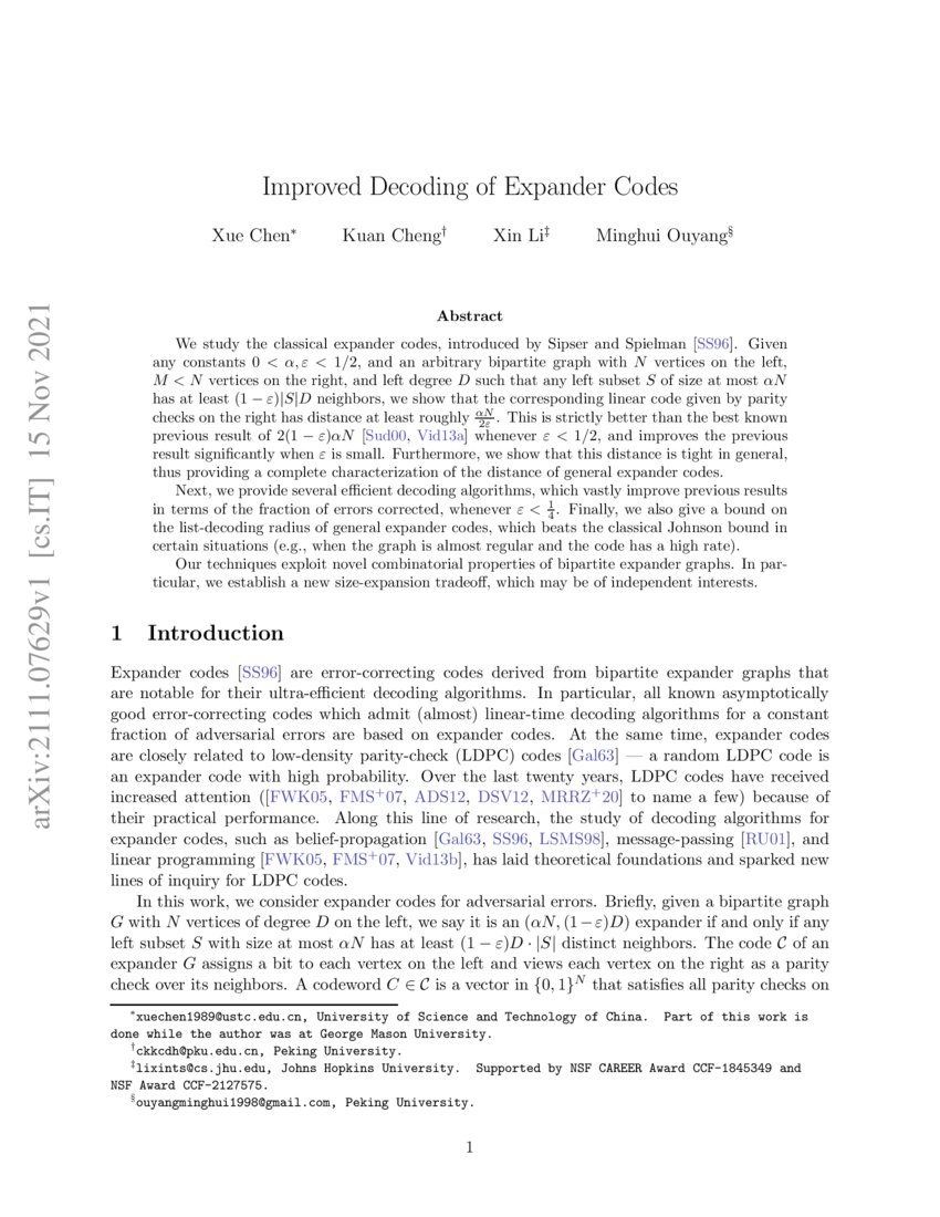 Improved Decoding Of Expander Codes Deepai 1149