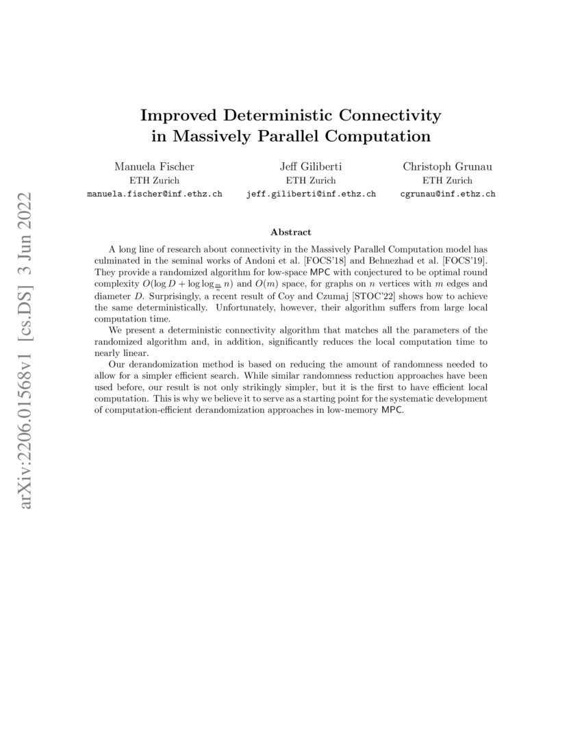 Improved Deterministic Connectivity In Massively Parallel Computation Deepai