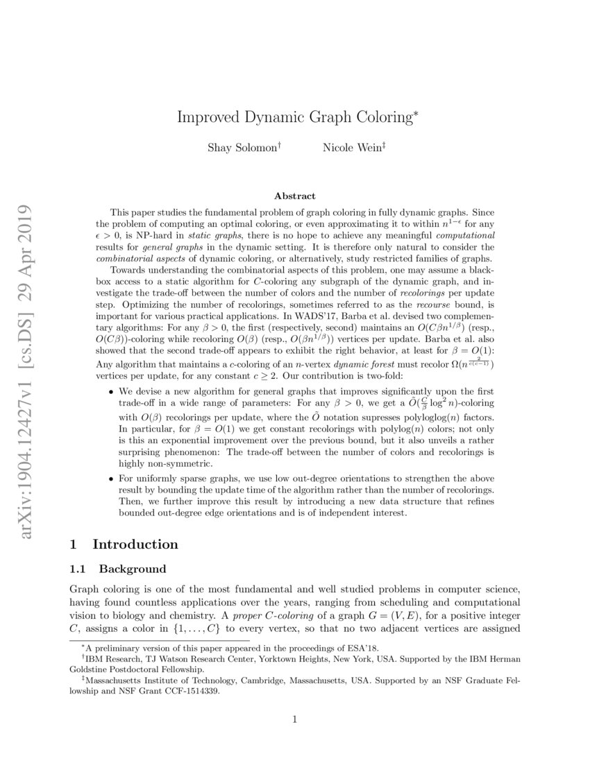 Improved Dynamic Graph Coloring | DeepAI