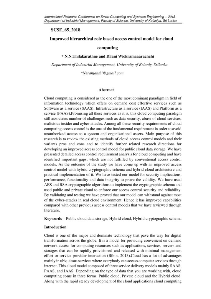 Improved Hierarchical Role Based Access Control Model For Cloud Computing Deepai