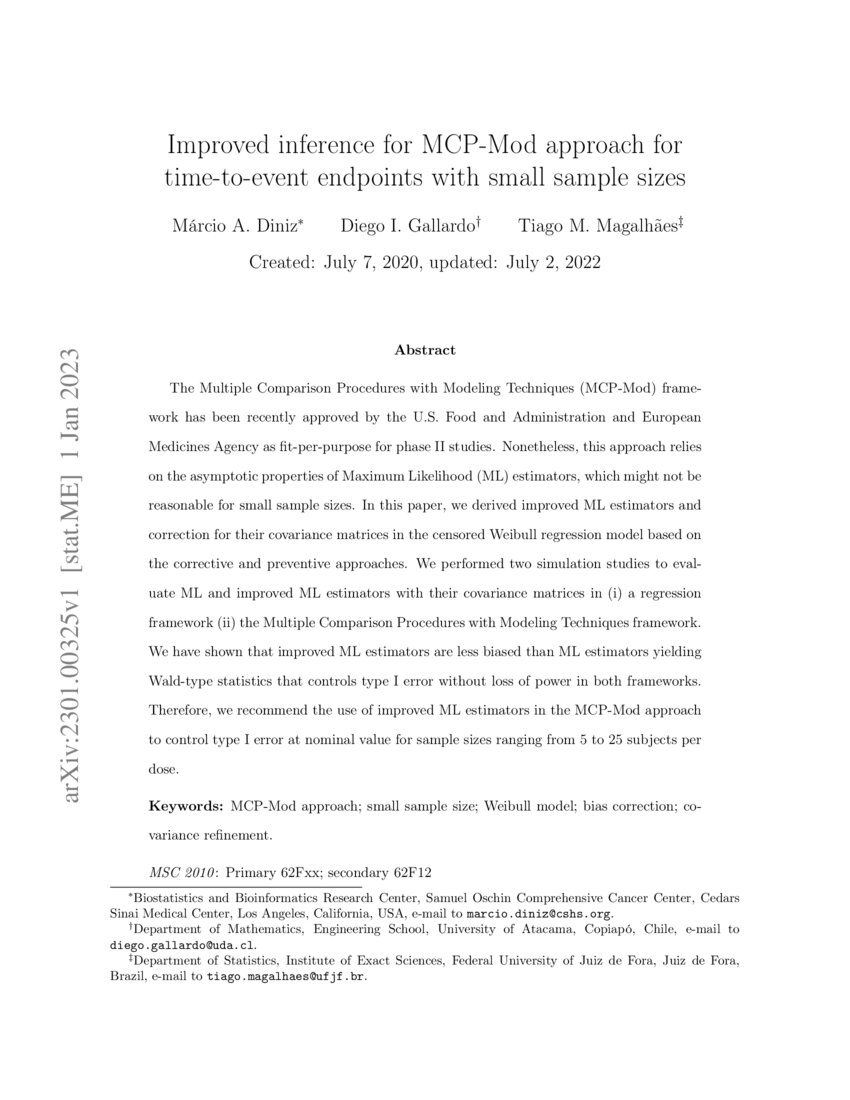 Improved inference for MCP-Mod approach for time-to-event endpoints with small sample sizes | DeepAI