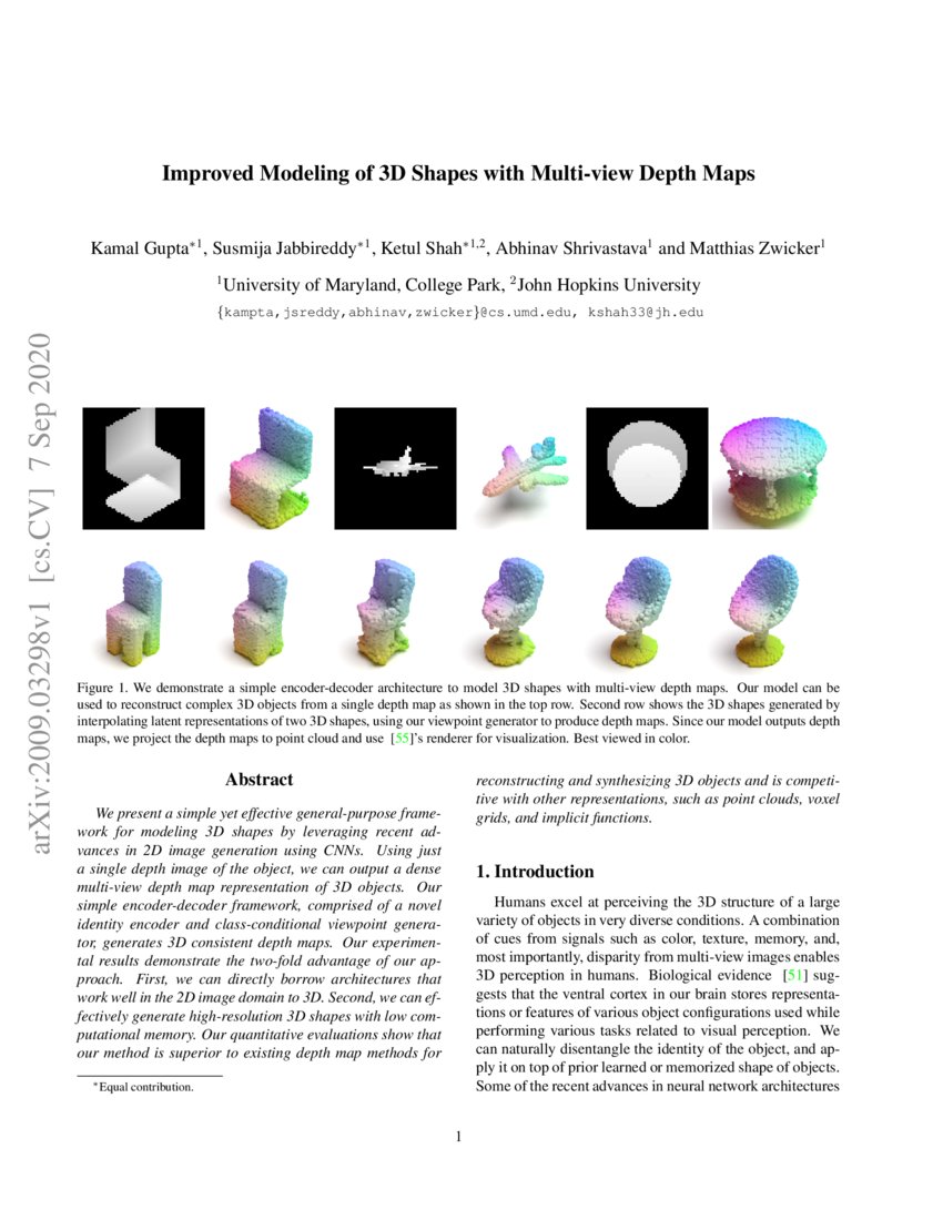 Improved Modeling Of 3d Shapes With Multi View Depth Maps Deepai