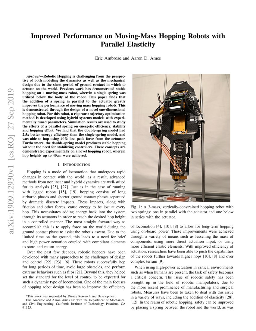 Improved Performance on Moving-Mass Hopping Robots with Parallel ...