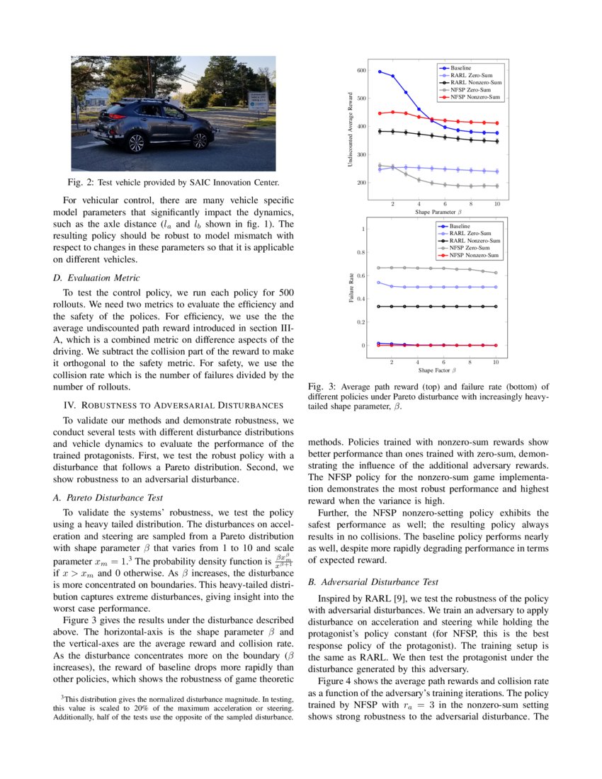 Improved Robustness And Safety For Autonomous Vehicle Control With Adversarial Reinforcement