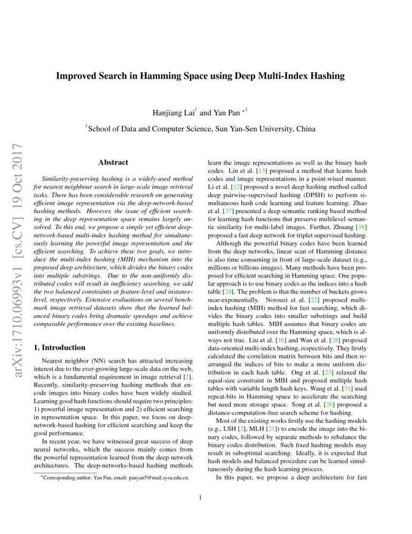 Improved Search in Hamming Space using Deep Multi-Index Hashing | DeepAI