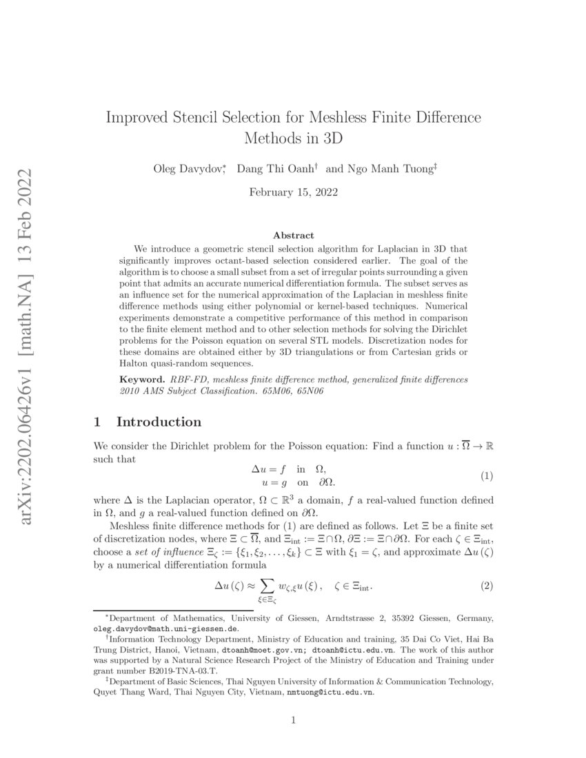 Improved Stencil Selection For Meshless Finite Difference Methods In 3d Deepai