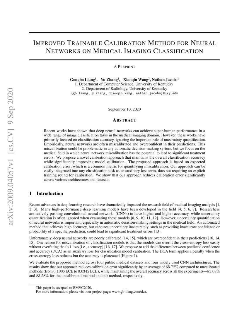 Improved Trainable Calibration Method for Neural Networks on Medical ...