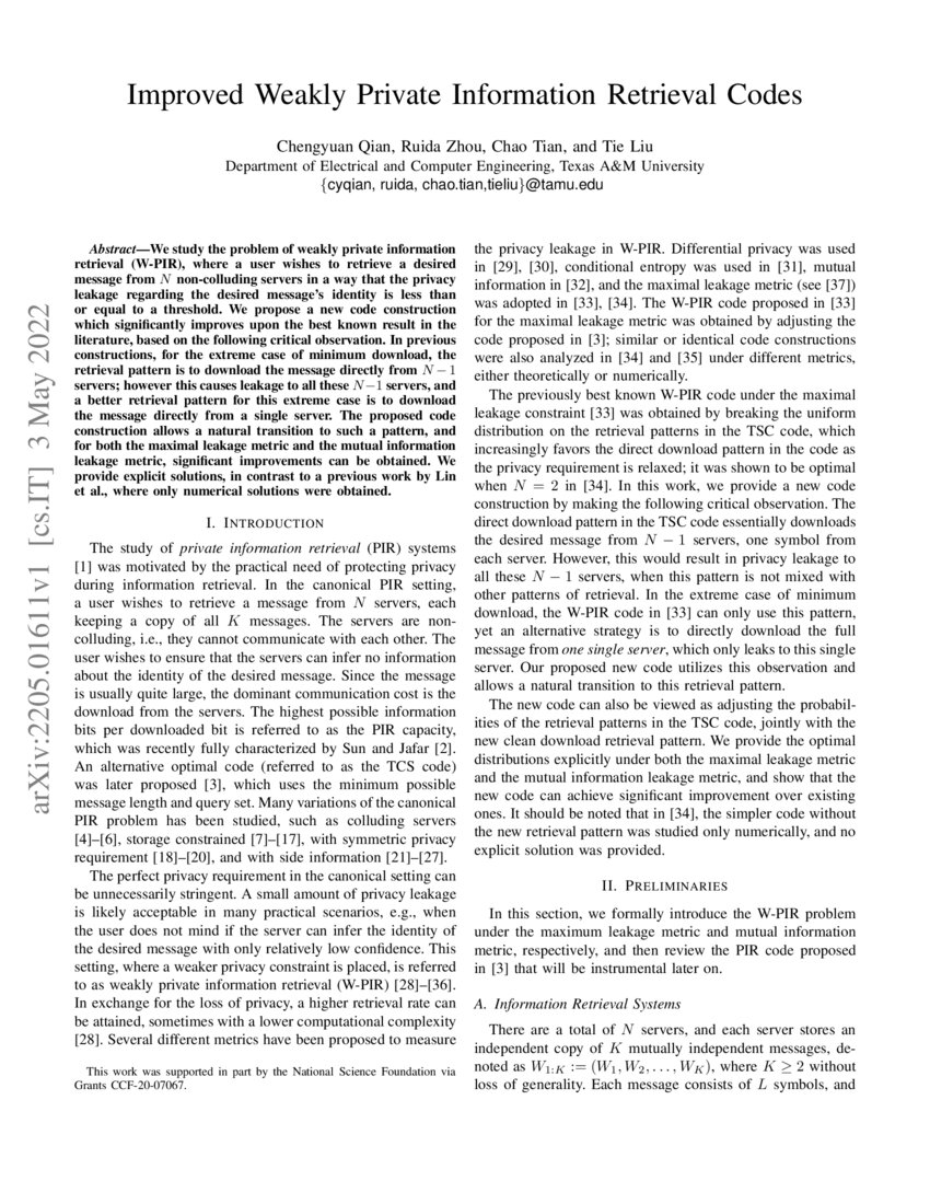 Improved Weakly Private Information Retrieval Codes | DeepAI