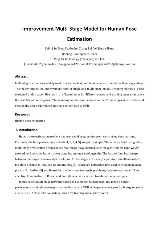 Improvement Multi-Stage Model for Human Pose Estimation | DeepAI