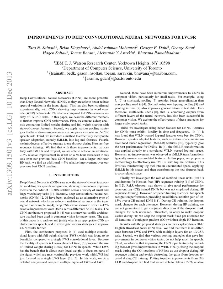 Improvements to deep convolutional neural networks for LVCSR | DeepAI