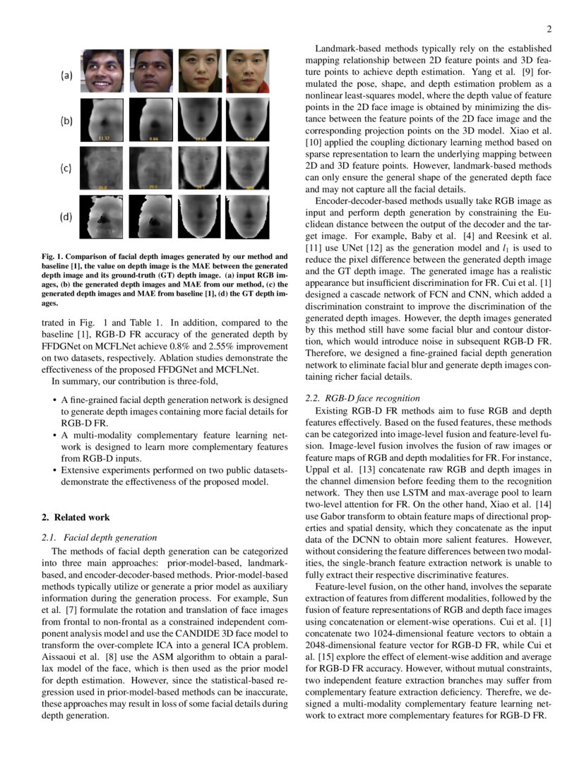 Improving 2d Face Recognition Via Fine Level Facial Depth Generation And Rgb D Complementary