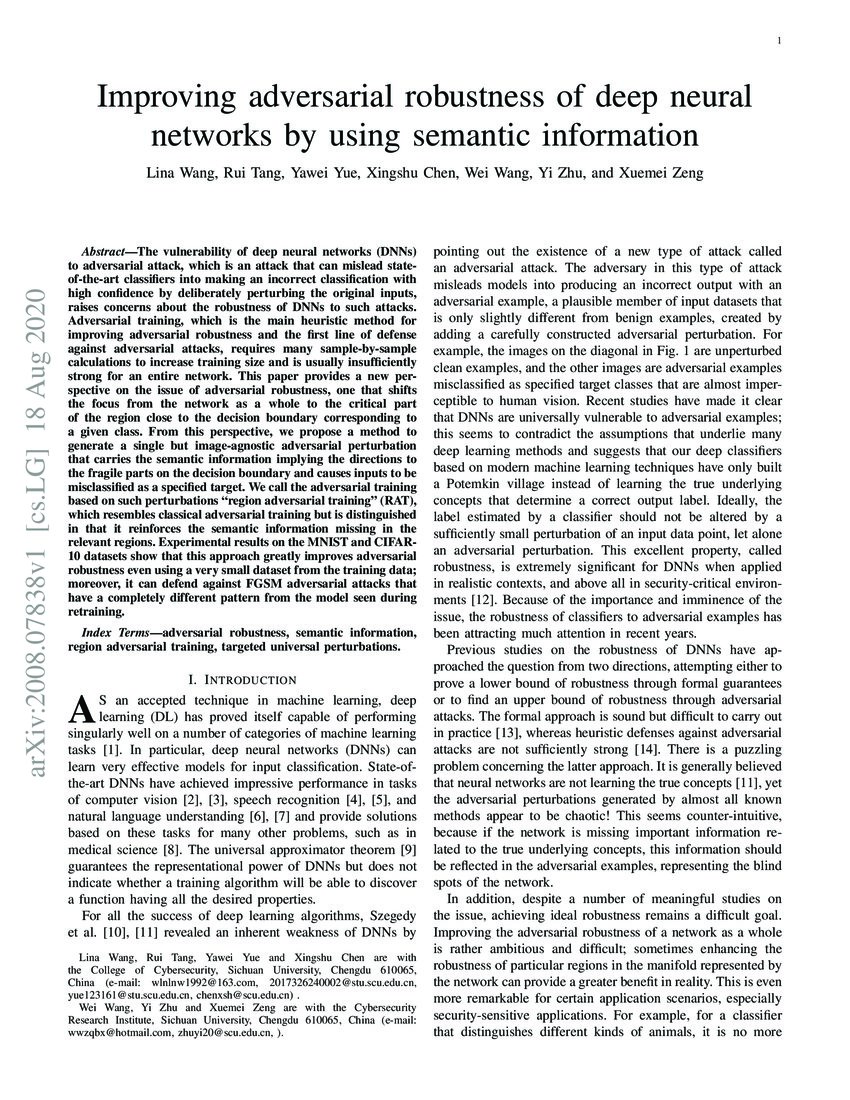 Improving Adversarial Robustness Of Deep Neural Networks By Using Semantic Information Deepai 5628
