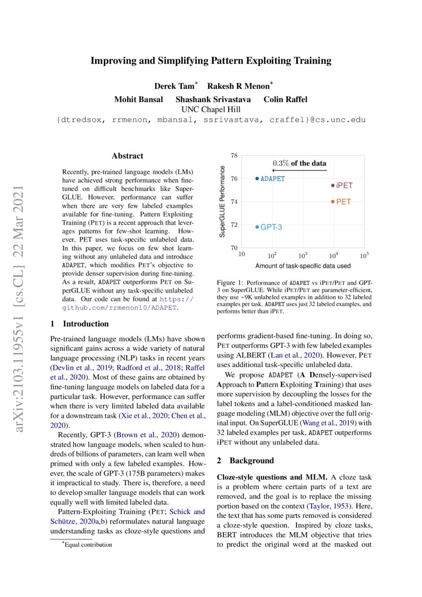Improving and Simplifying Pattern Exploiting Training | DeepAI
