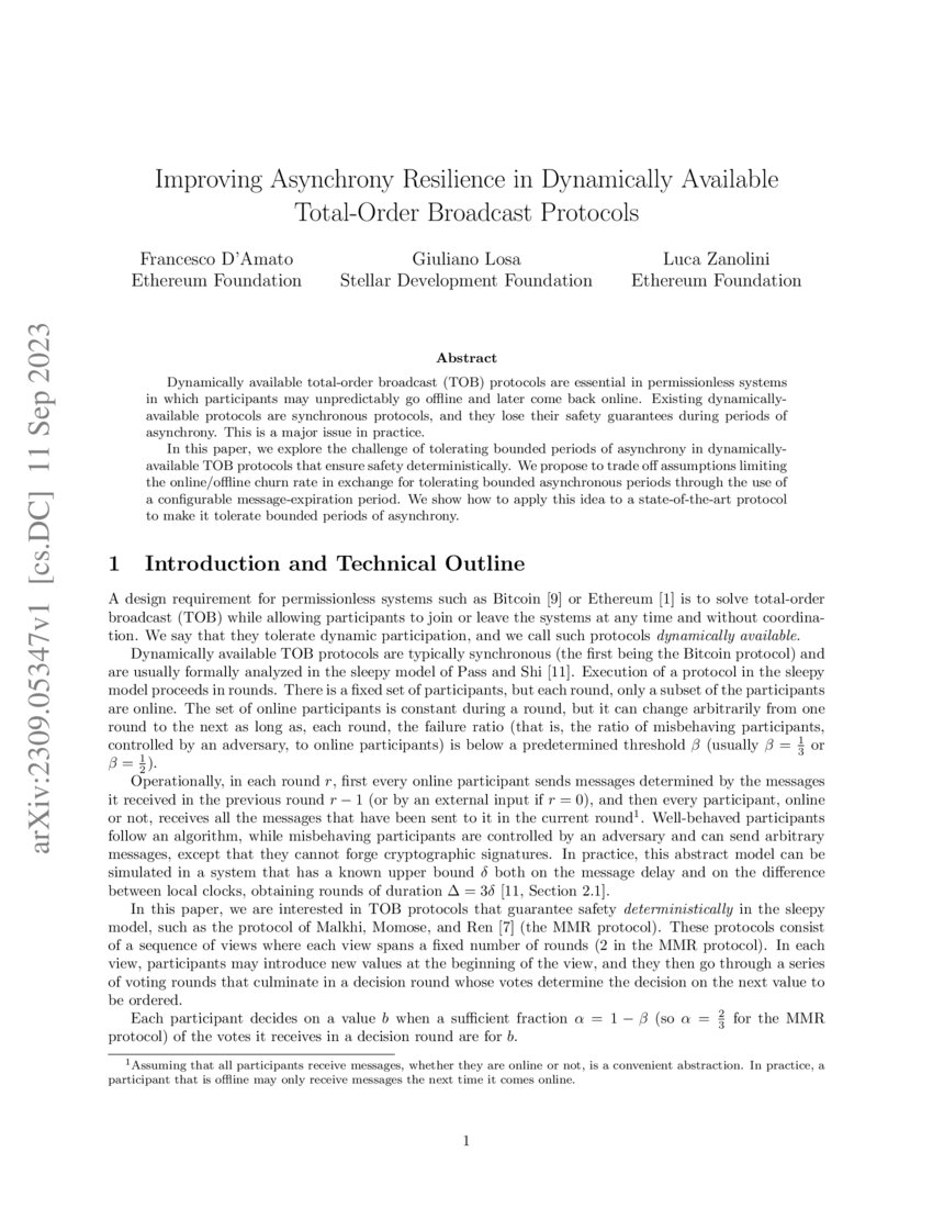 Improving Asynchrony Resilience in Dynamically Available Total-Order ...