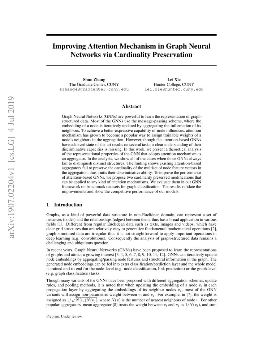 Improving Attention Mechanism in Graph Neural Networks via Cardinality ...