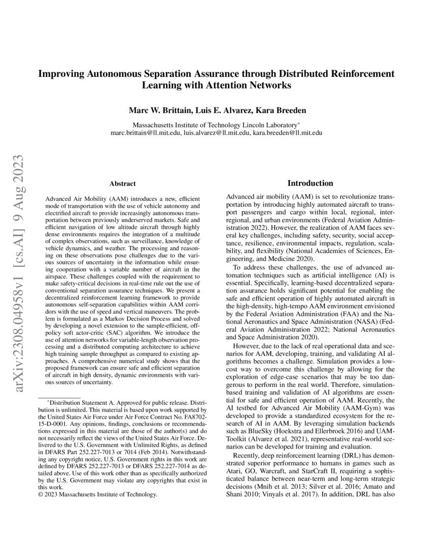 Improving Autonomous Separation Assurance through Distributed Reinforcement Learning with ...