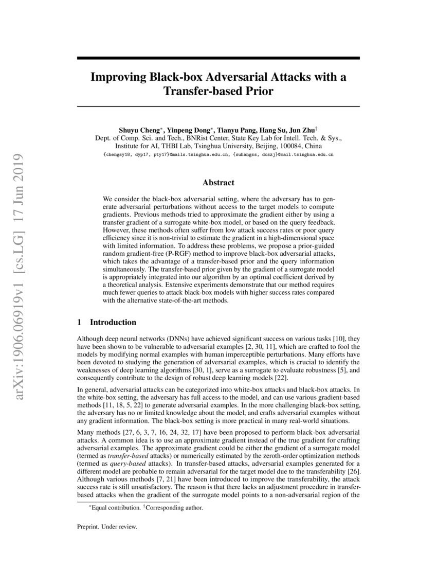 Improving Black Box Adversarial Attacks With A Transfer Based Prior 9326