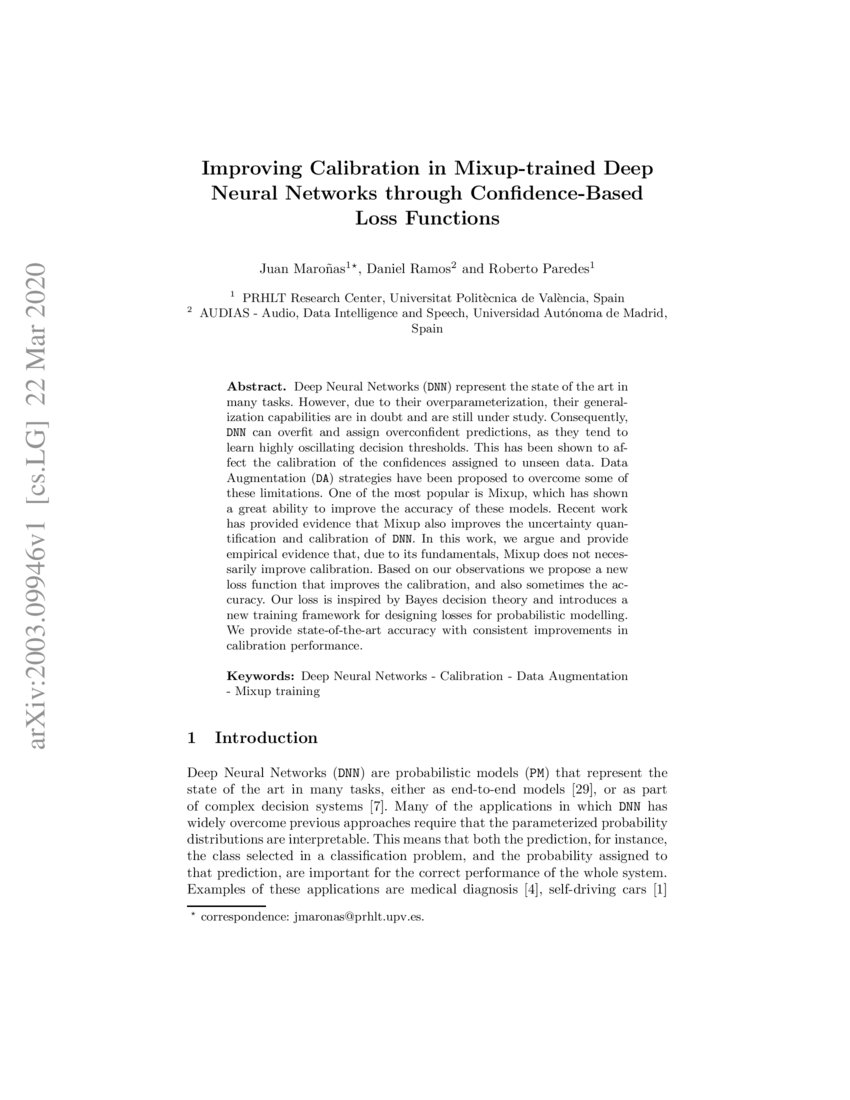 Improving Calibration in Mixup-trained Deep Neural Networks through Confidence-Based Loss ...