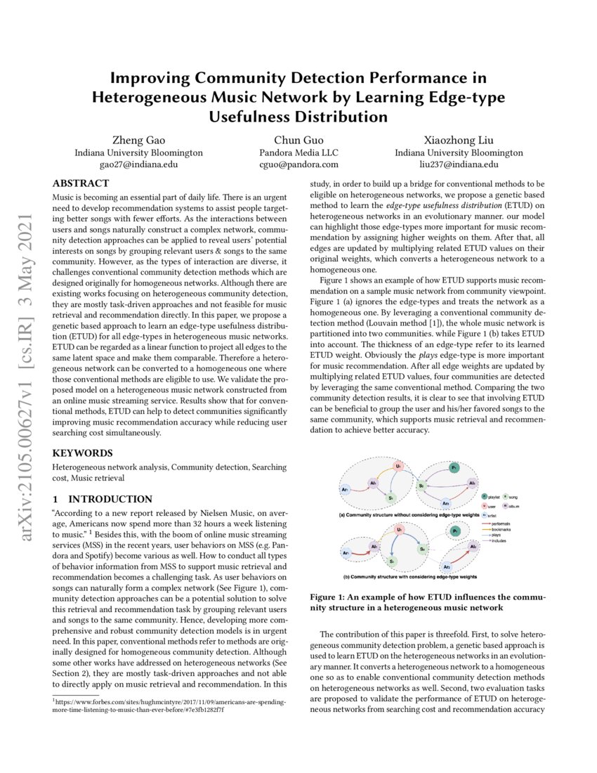 Improving Community Detection Performance In Heterogeneous Music
