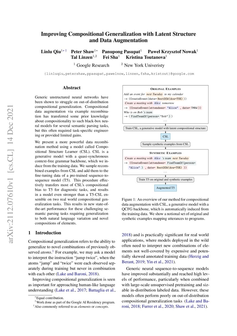 Improving Compositional Generalization With Latent Structure And Data Augmentation Deepai