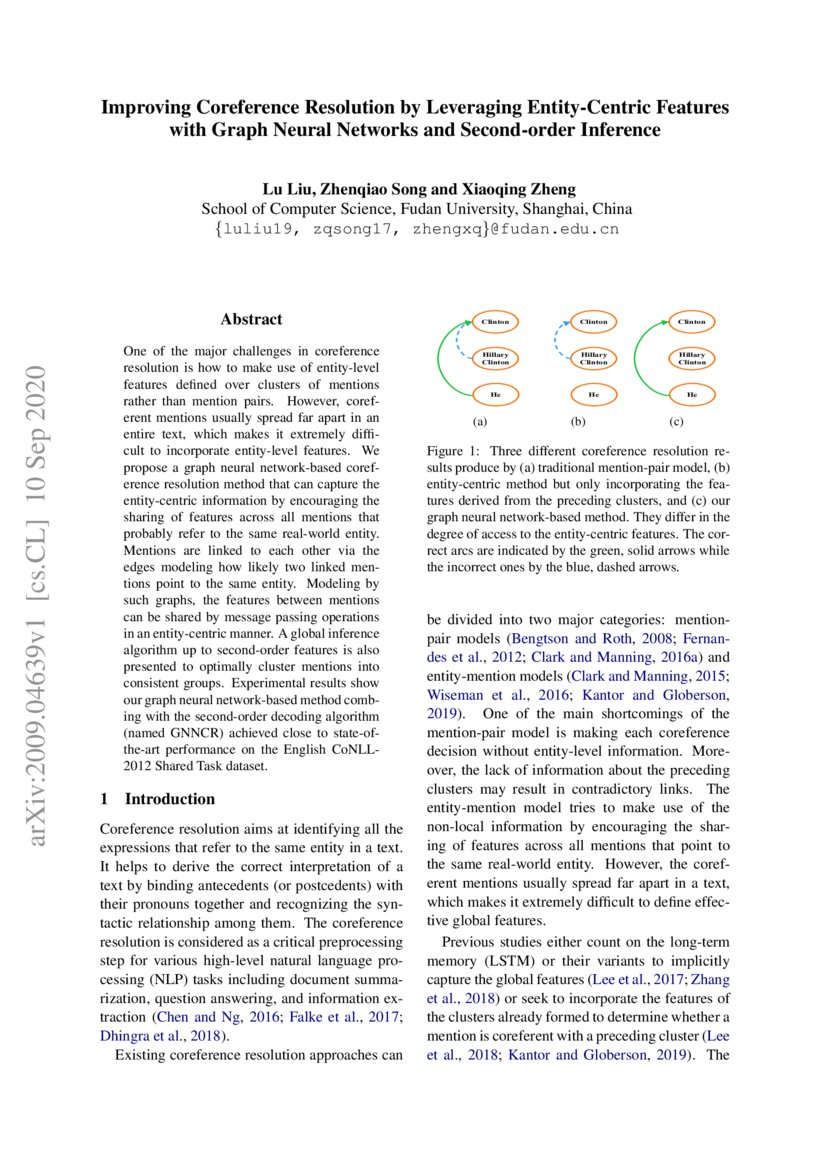 Improving Coreference Resolution By Leveraging Entity Centric Features With Graph Neural
