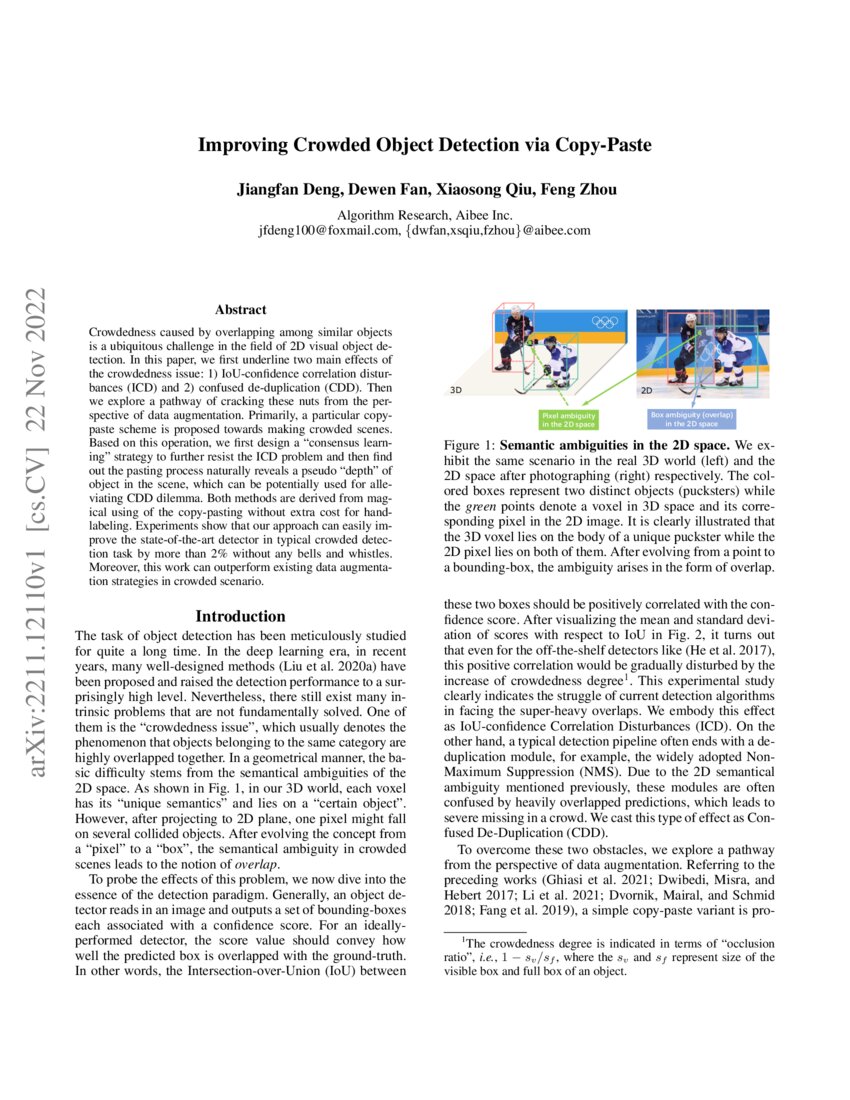 Improving Crowded Object Detection Via Copy Paste Deepai