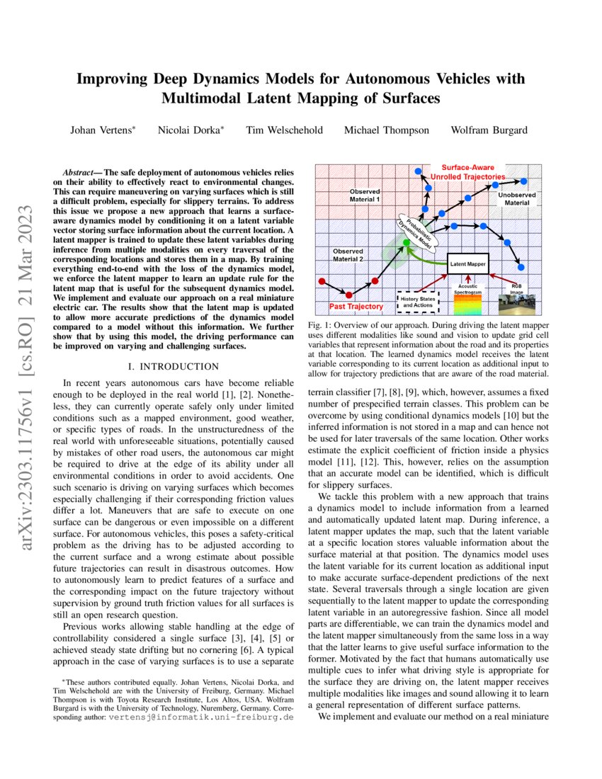 Improving Deep Dynamics Models For Autonomous Vehicles With Multimodal Latent Mapping Of 