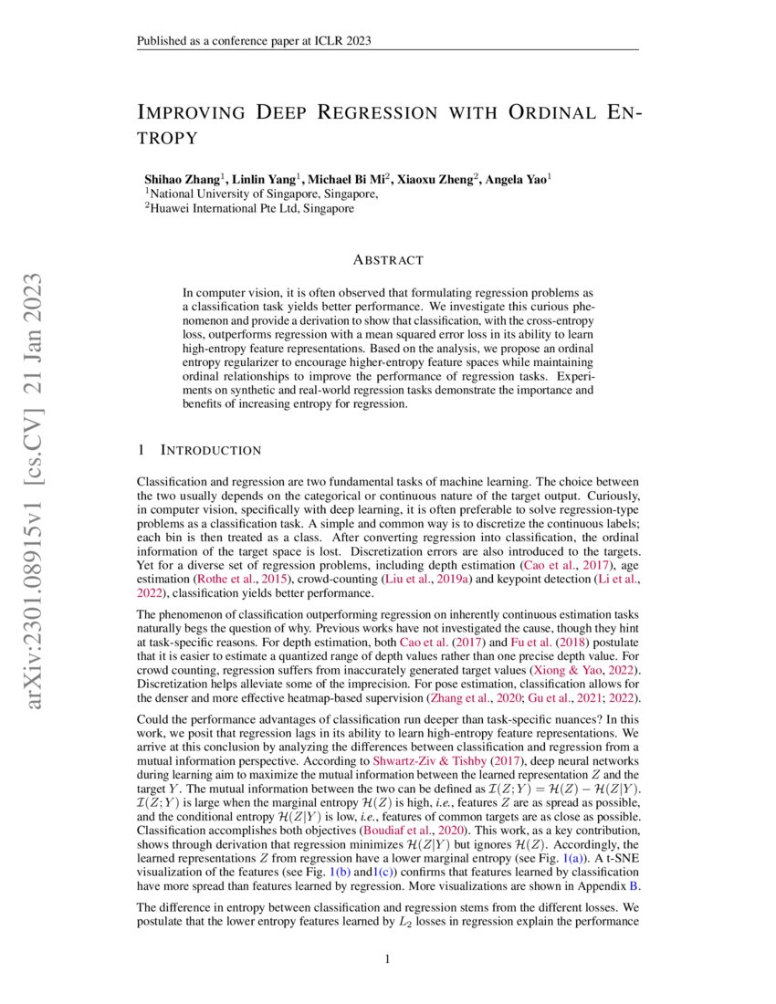 Improving Deep Regression With Ordinal Entropy Deepai