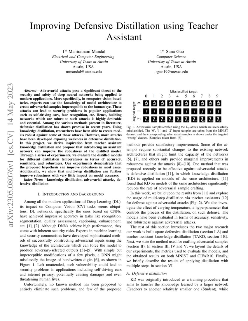 Improving Defensive Distillation Using Teacher Assistant Deepai