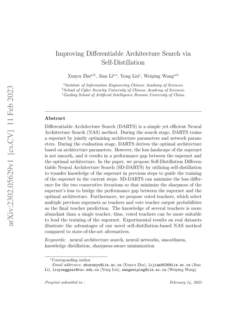 Improving Differentiable Architecture Search Via Self Distillation Deepai 
