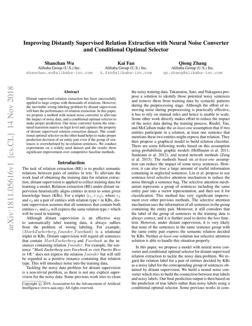 Improving Distantly Supervised Relation Extraction With Neural Noise Converter And Conditional