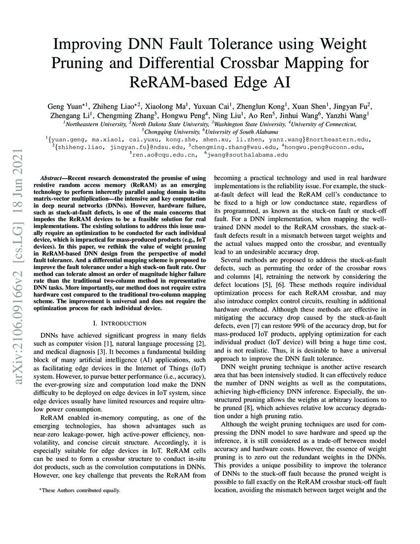 Improving DNN Fault Tolerance using Weight Pruning and Differential Crossbar Mapping for ReRAM ...
