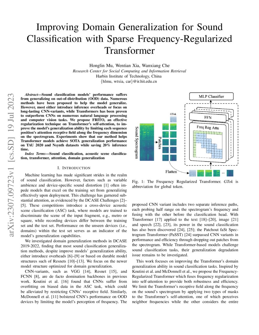 Improving Domain Generalization For Sound Classification With Sparse