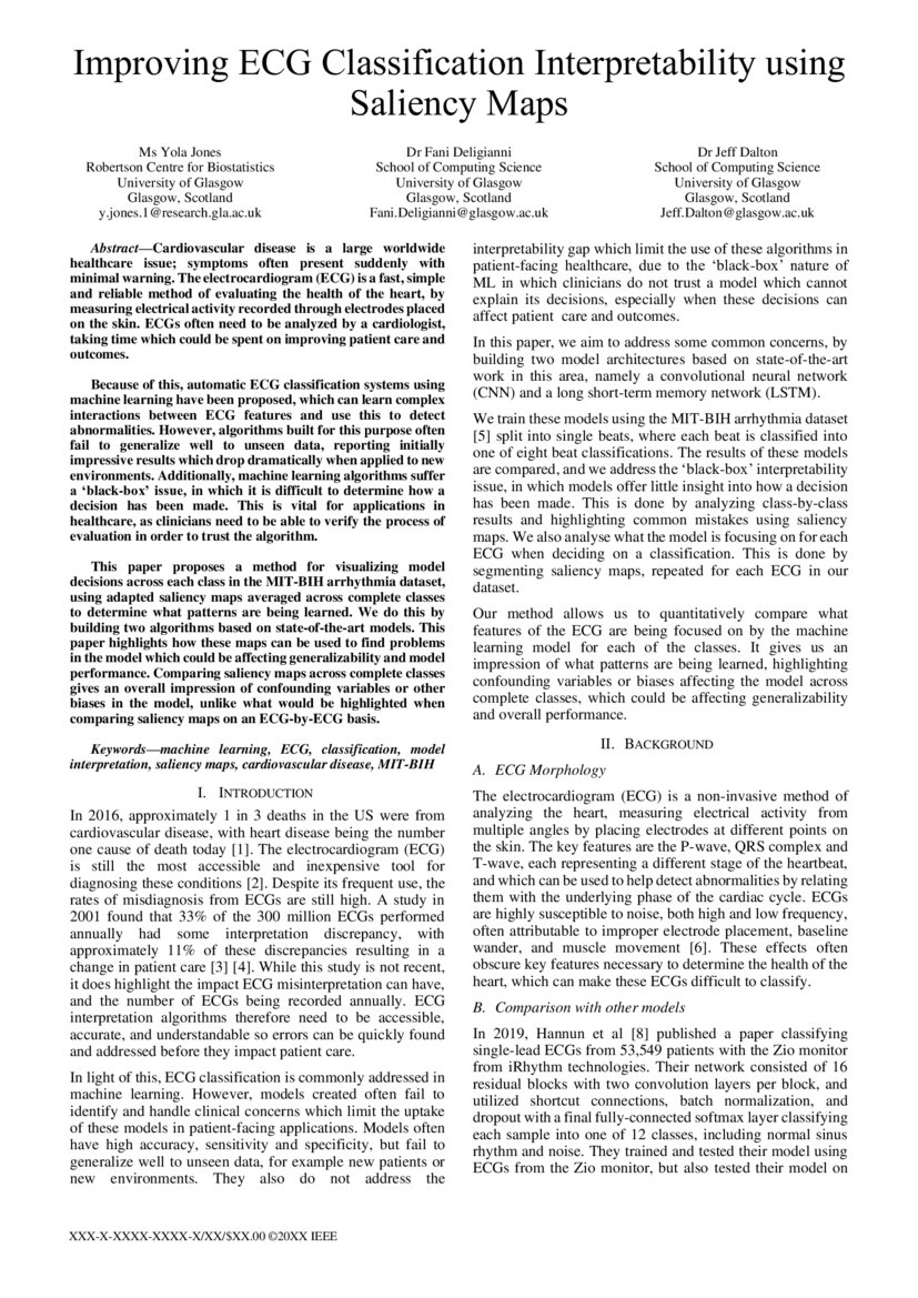 Improving ECG Classification Interpretability using Saliency Maps | DeepAI