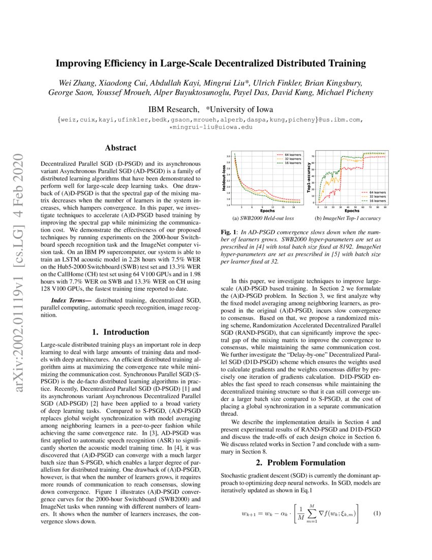 Improving Efficiency in Large-Scale Decentralized Distributed Training ...
