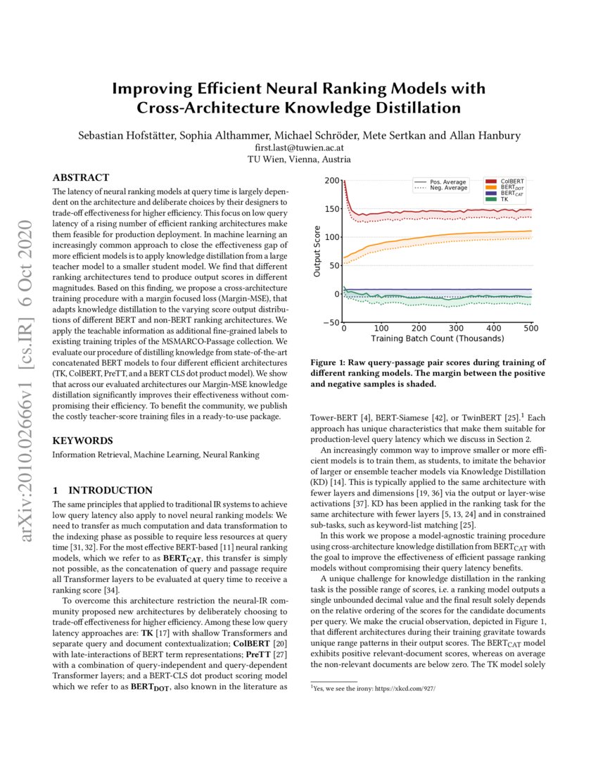 Improving Efficient Neural Ranking Models with Cross-Architecture Knowledge Distillation | DeepAI