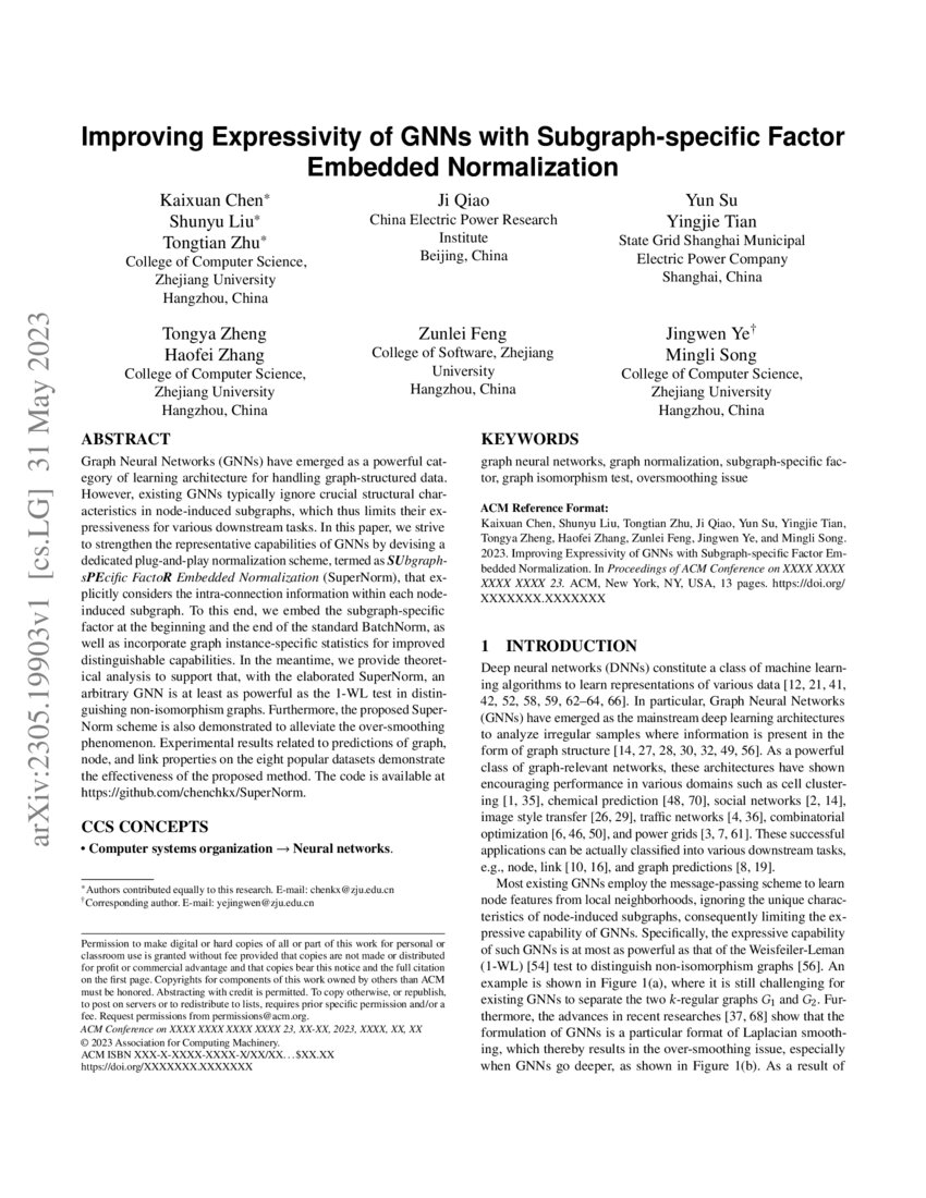 Improving Expressivity of GNNs with Subgraph-specific Factor Embedded Normalization | DeepAI