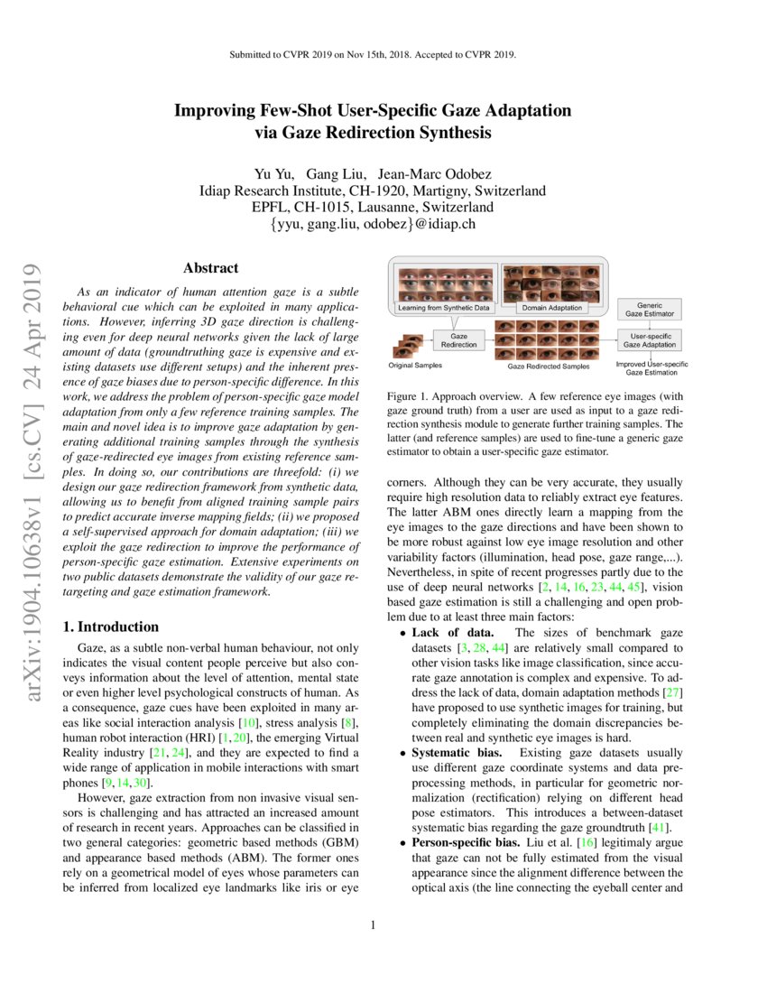 Improving Few-Shot User-Specific Gaze Adaptation via Gaze Redirection Synthesis | DeepAI