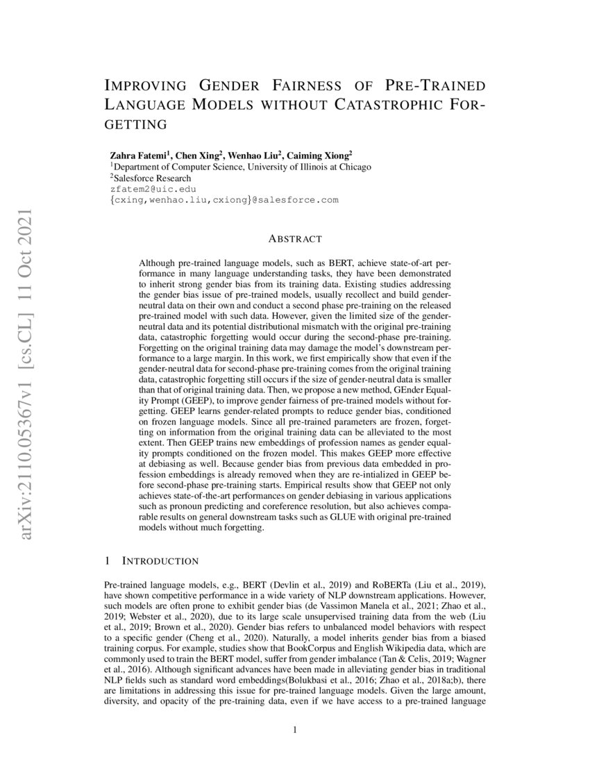 Improving Gender Fairness Of Pre Trained Language Models Without